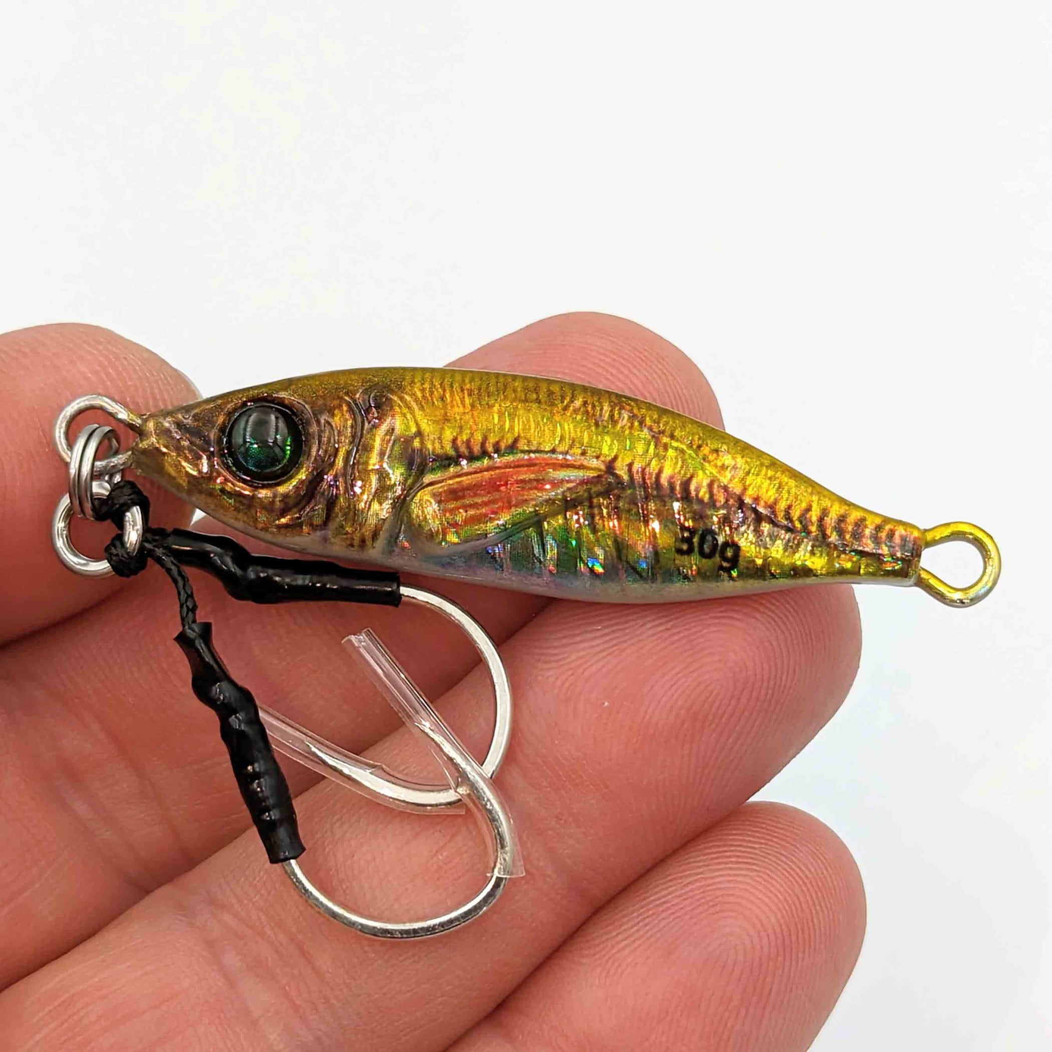 Bom Dart 30 gram Metal 3d Holo Jig with Stinger Hooks — ReproBaits Tackle